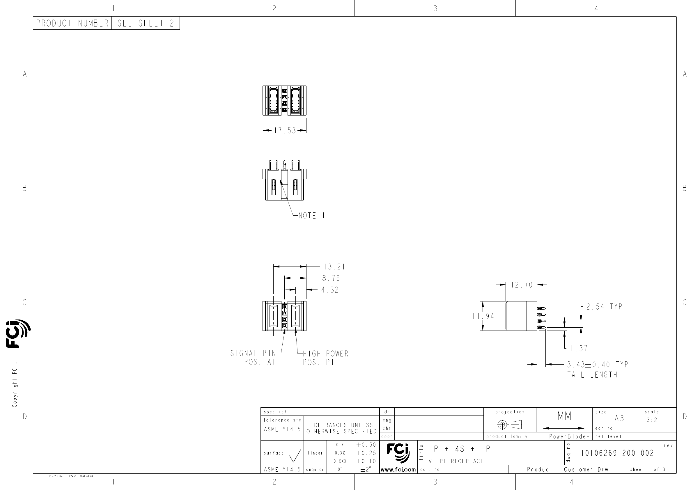 10106269-2001002 Drawing by Amphenol ICC (FCI) Datasheet | DigiKey