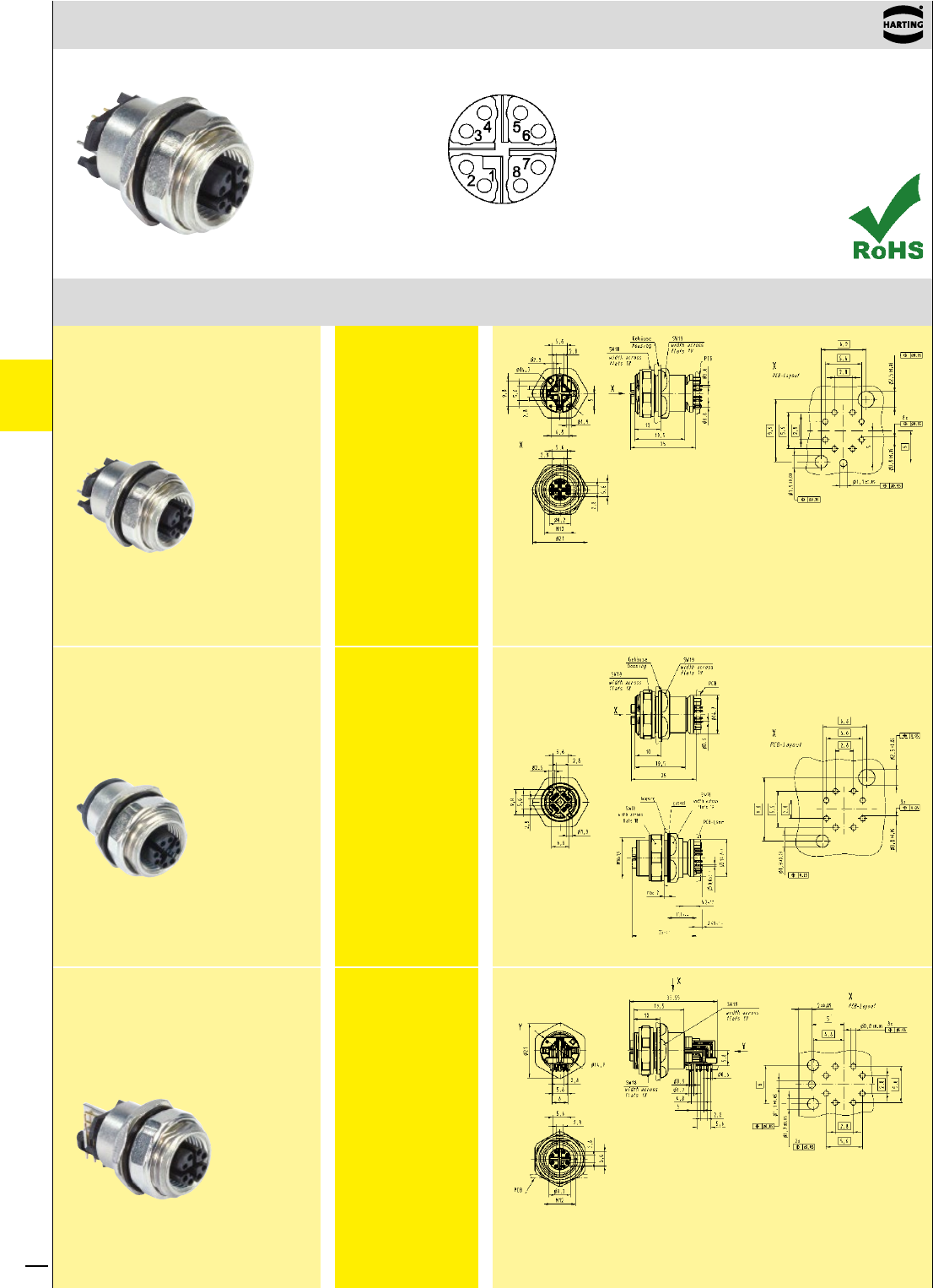 har-speed M12 PCB adapter X-coded by HARTING Datasheet | DigiKey