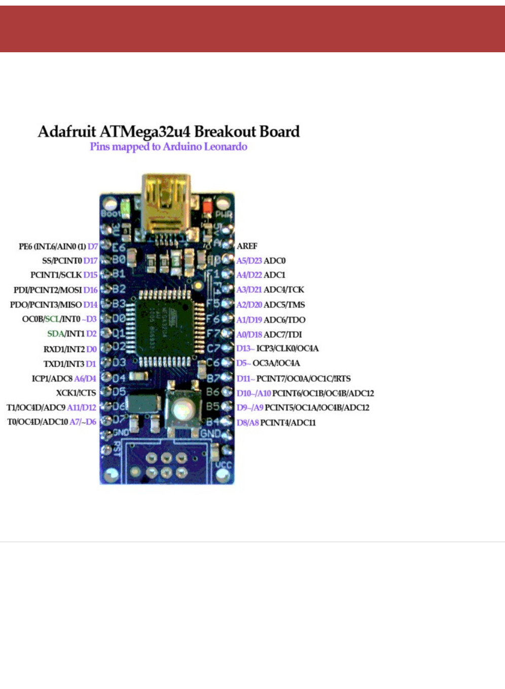 Atmega32u4 Breakout Guide Datasheet by Adafruit Industries LLC | Digi ...