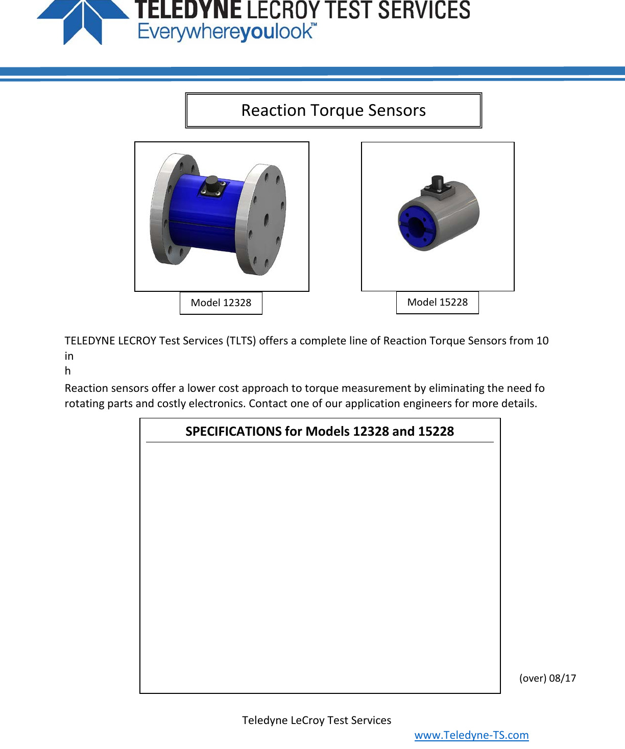 Reaction Torque Sensors by Teledyne LeCroy Datasheet | DigiKey