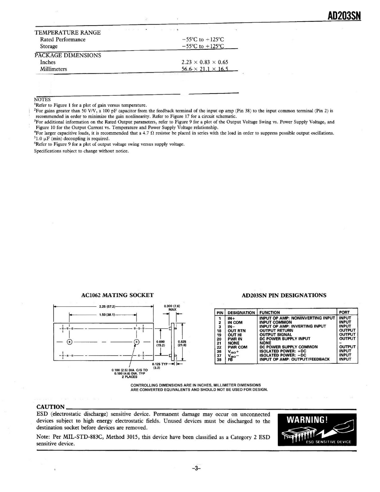 AD203SN Datasheet by Analog Devices Inc. | Digi-Key Electronics