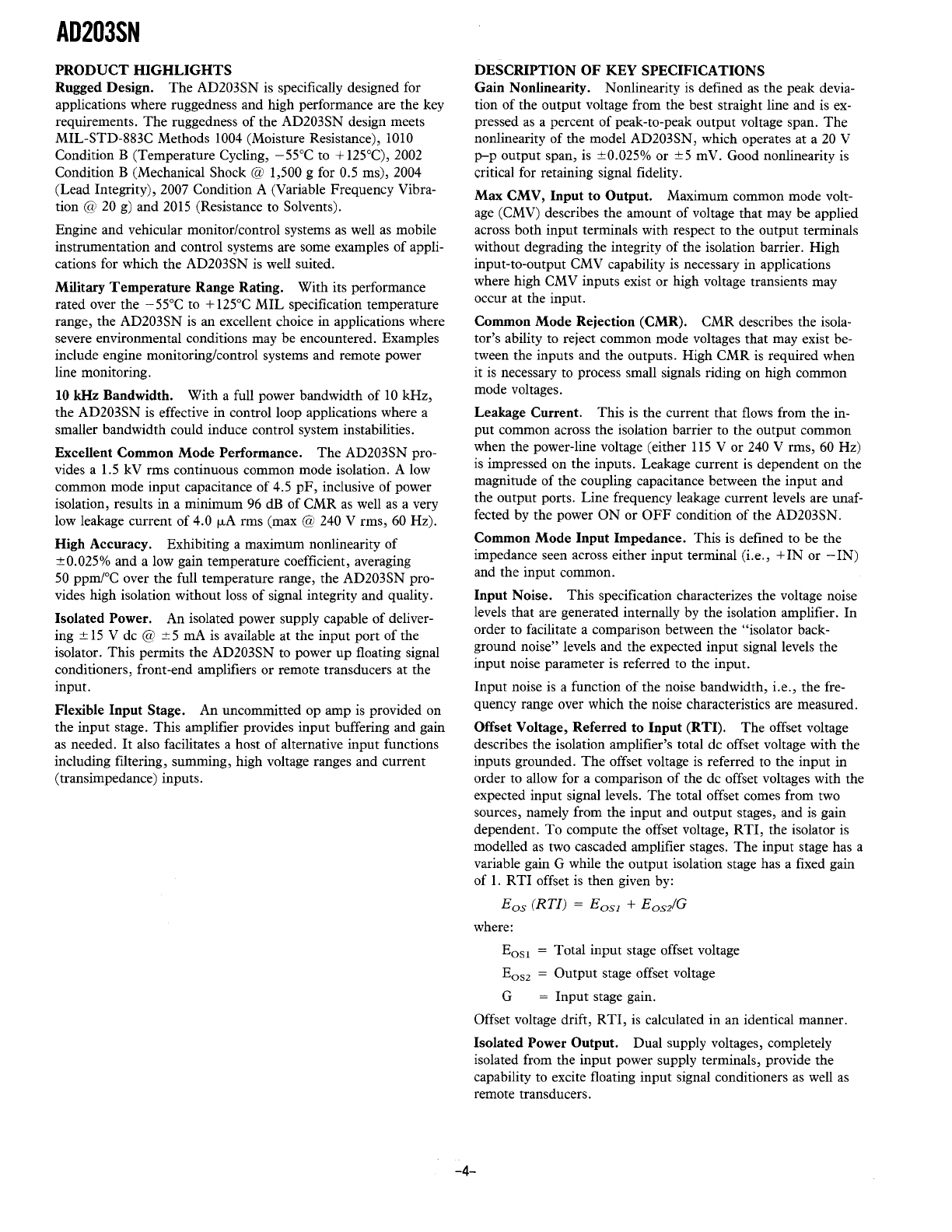 AD203SN Datasheet by Analog Devices Inc. | Digi-Key Electronics