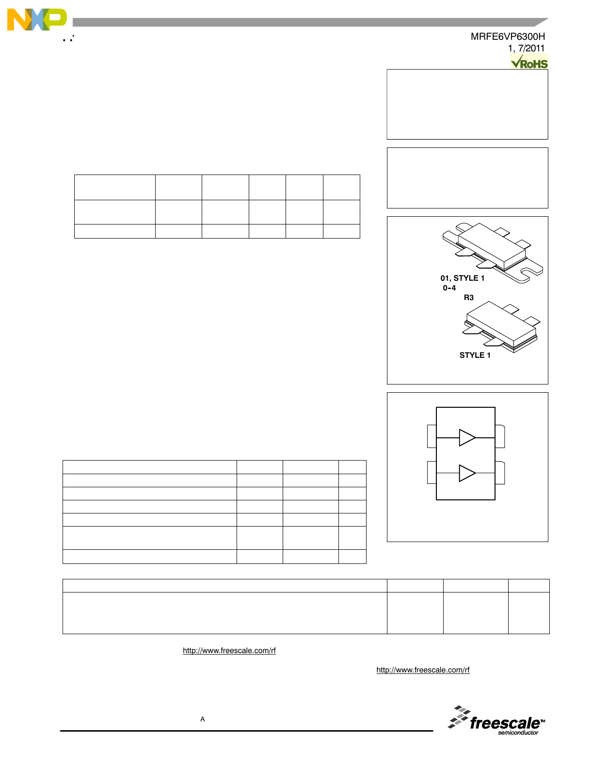 MRFE6VP6300H Datasheet by NXP USA Inc. | Digi-Key Electronics